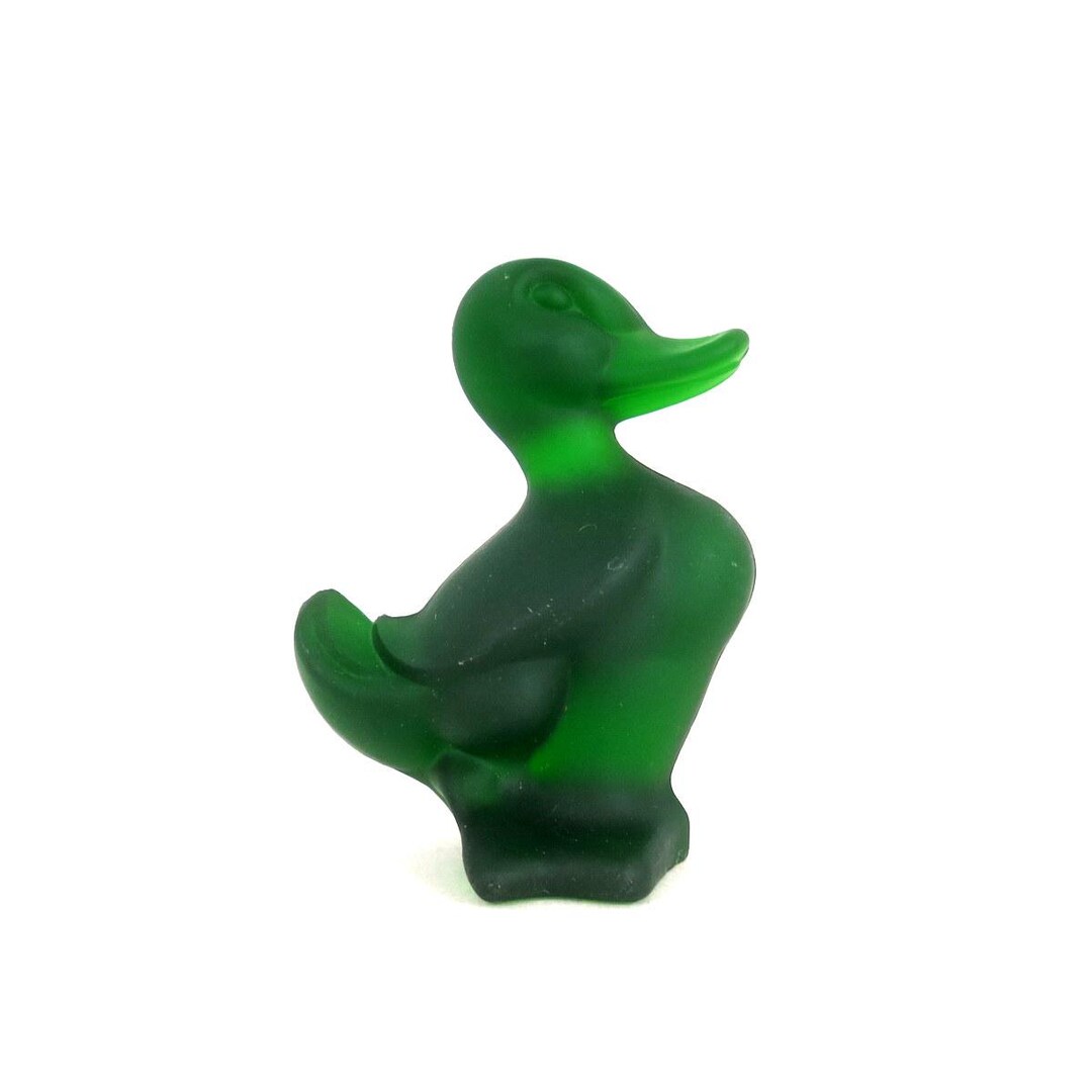 Vintage Fostoria Glass Co. Dark Green Mist Satin Glass Mother Duck ...