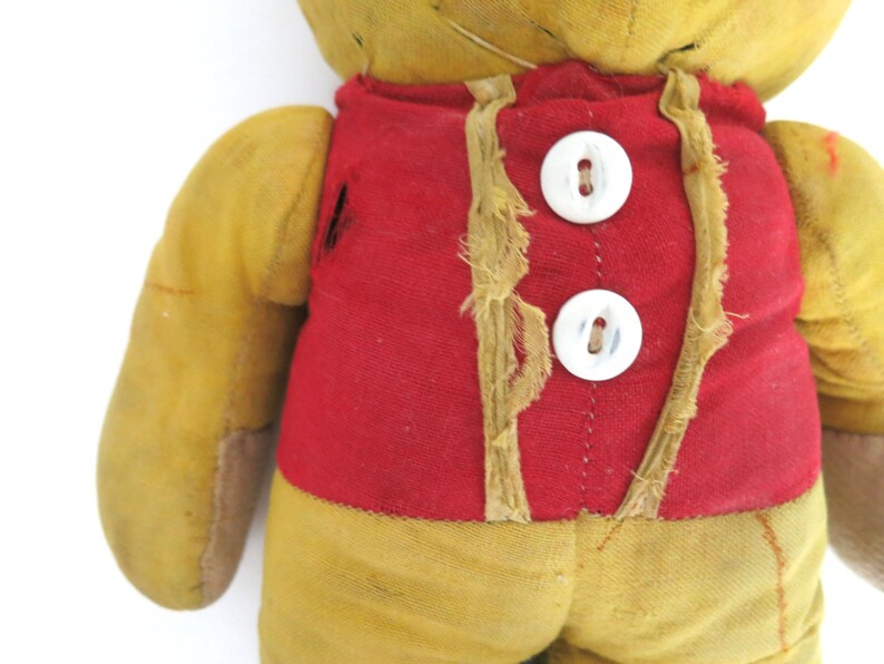 Antique Vintage Yellow Teddy Bear Stuffed Stuffy Animal With Glass Eyes ...