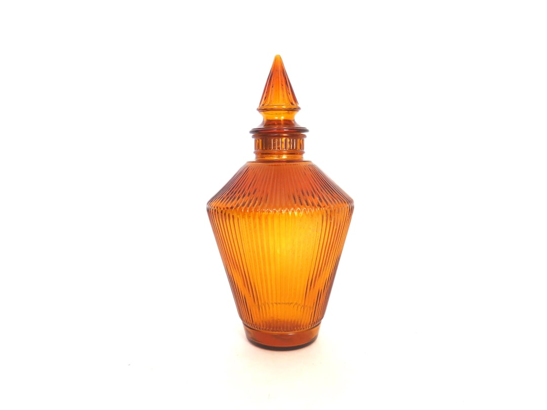 Vintage Amber Glass Decanter Large Wheatonware Bottle With Stopper ...