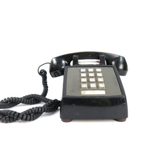 Black Push Button Dial Desk Phone Office Telephone Vintage Western ...