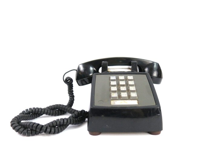 Black Push Button Dial Desk Phone Office Telephone Vintage Western ...