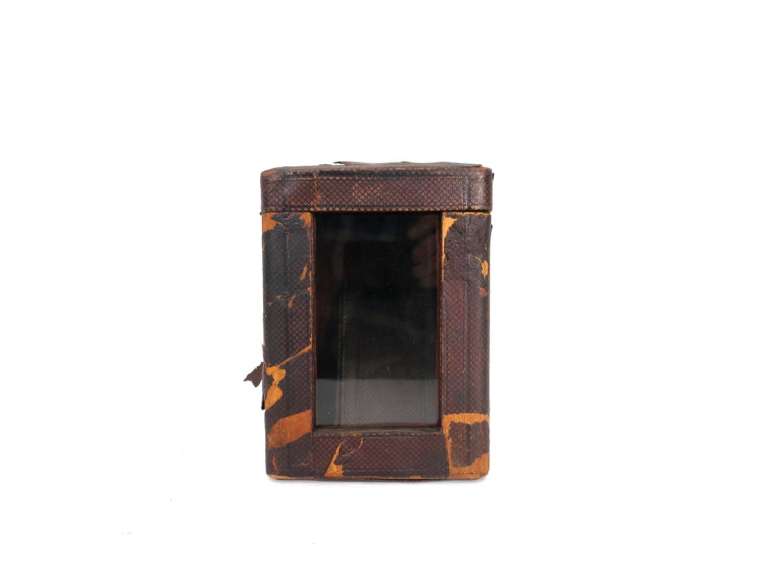 Vintage Antique Mantle Clock Box Case ONLY Glass Cover Velvet Lined ...