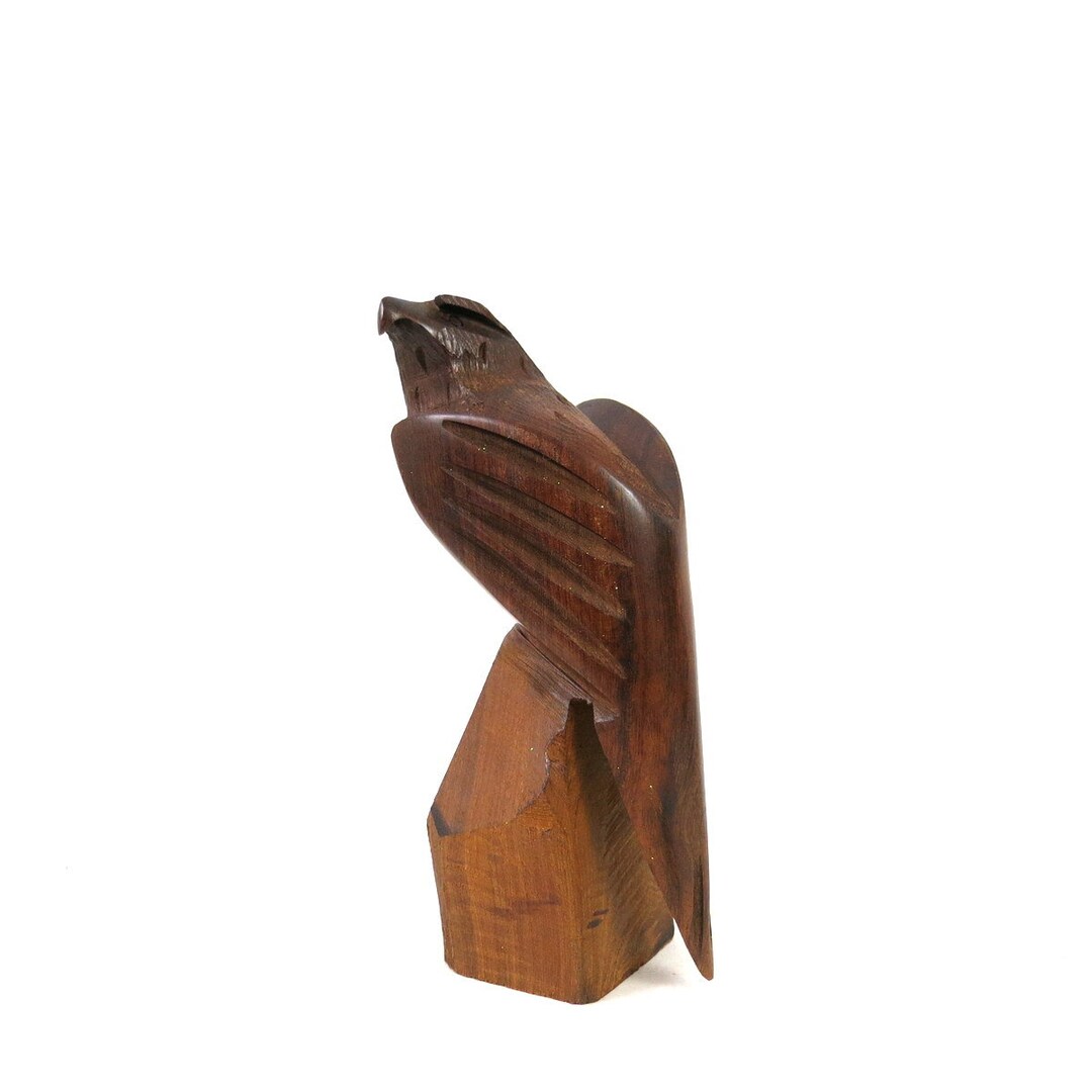 Vintage Hardwood Bird Statue Wood Carving, Rustic Southwest Home Decor ...