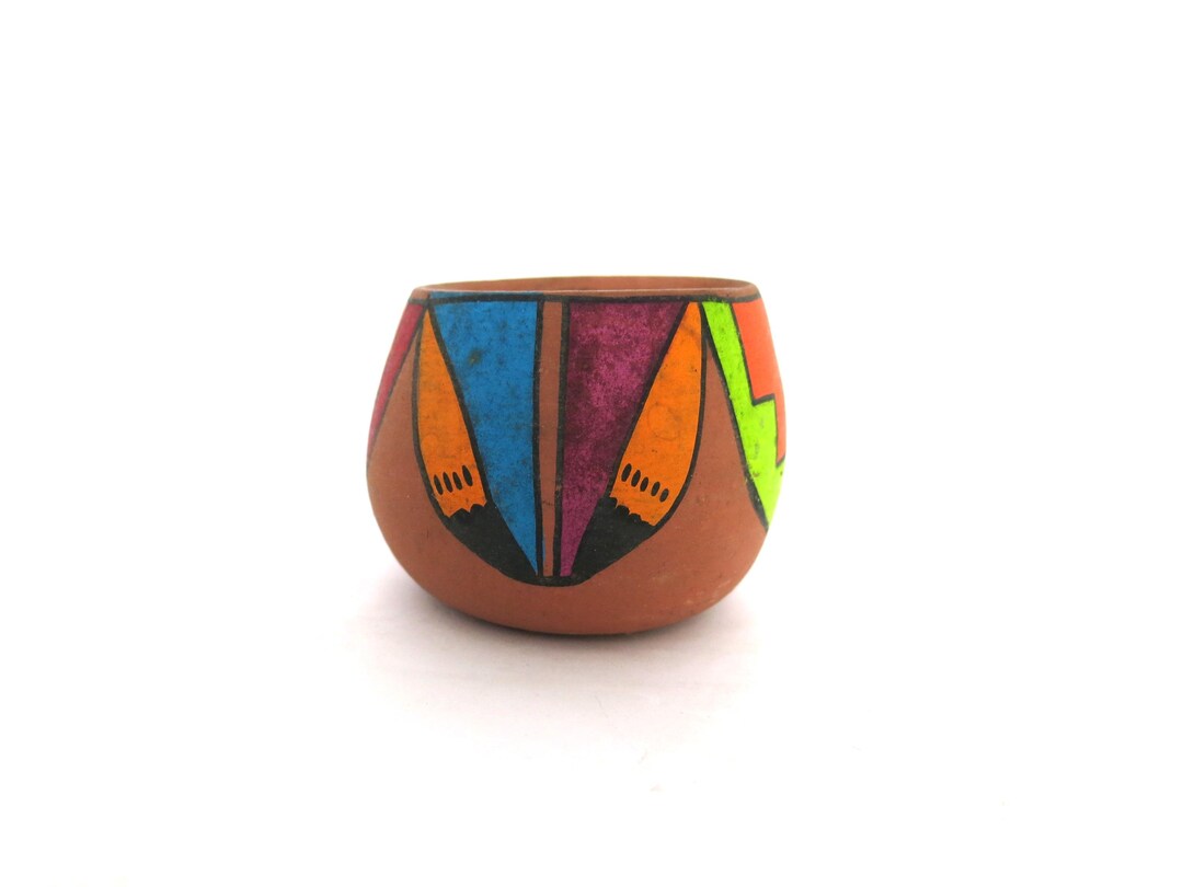 Handmade Native American Painted Terracotta Planter: Southwestern Decor ...