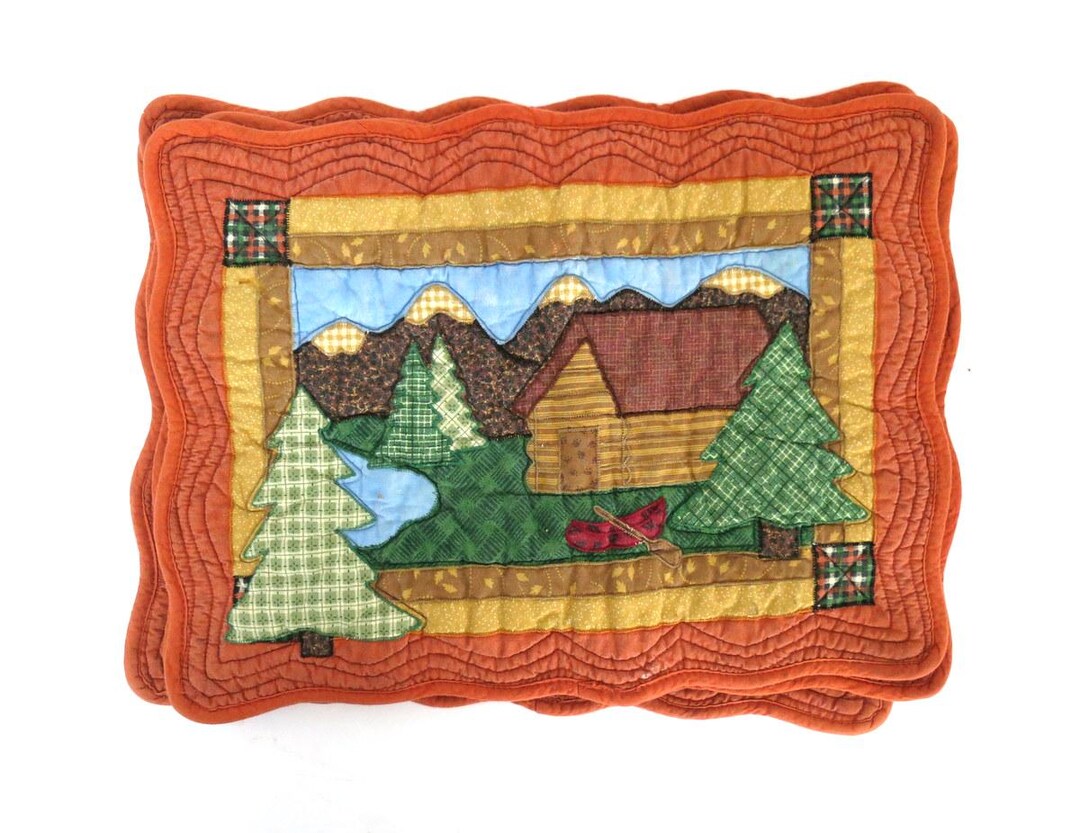 4 Vintage Quilted Country Cabin Placemats Set of 4 Place Mats Dining ...