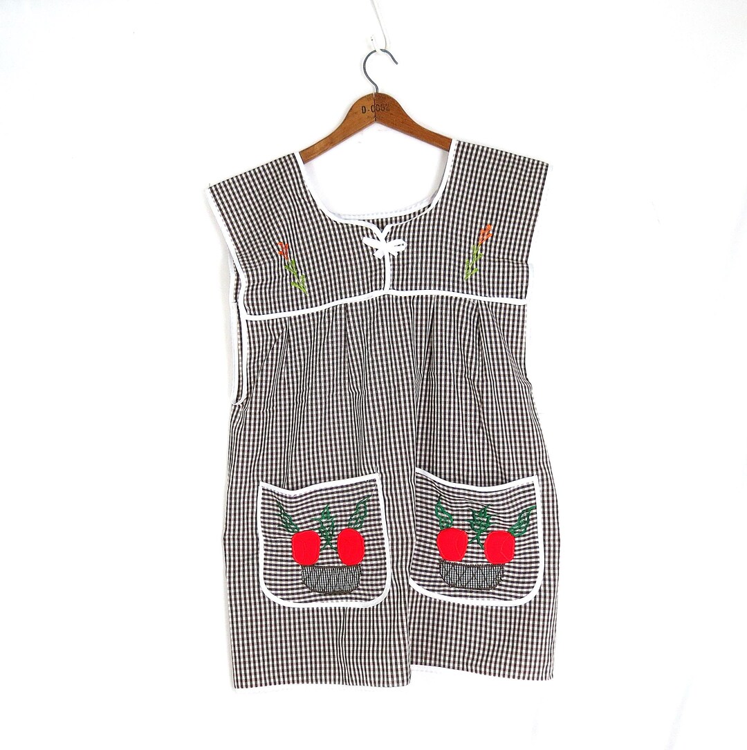 Vintage Apron Top | Pullover Apron Shirt With Front Pockets | Retro ...