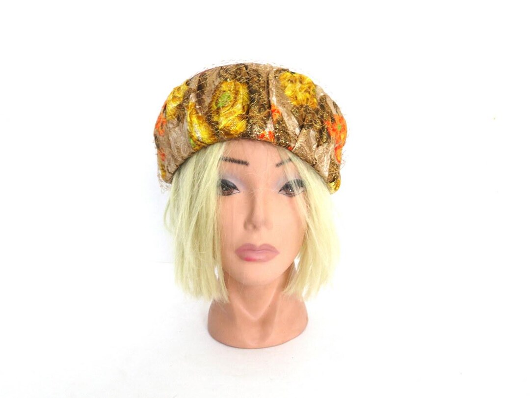 Vintage Shiny Metallic Gold Fashion Hat Women's Mid Century Hat / Maq ...