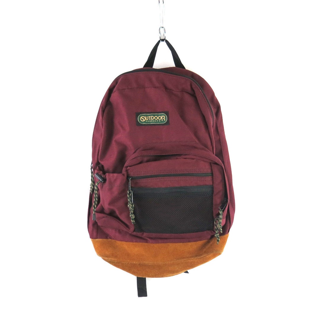 Vintage Maroon Outdoor Backpack Vintage School Bag Suede - Etsy