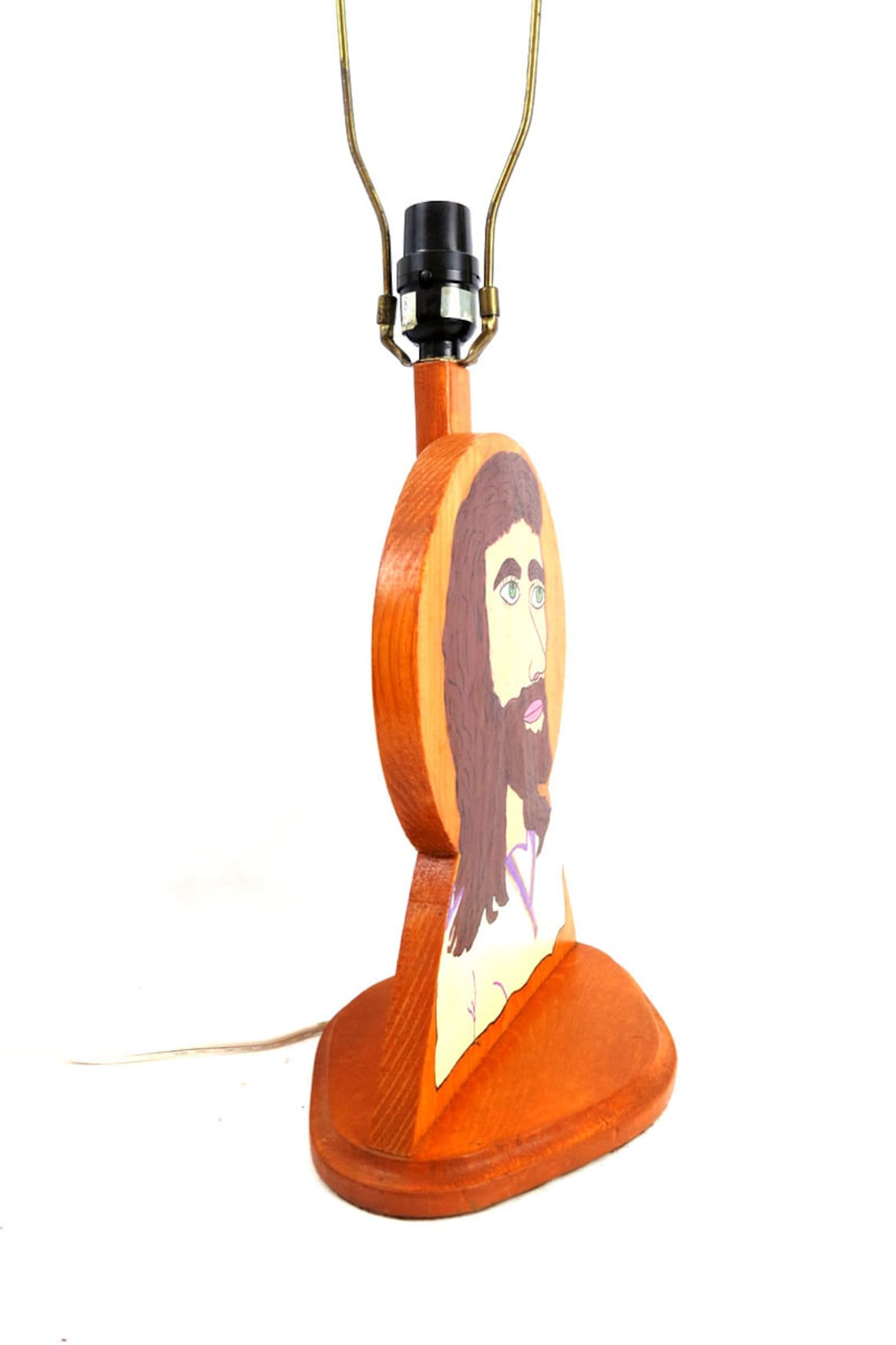 Vintage Painted Jesus Folk Art Lamp Naive Outsider Art Wood - Etsy