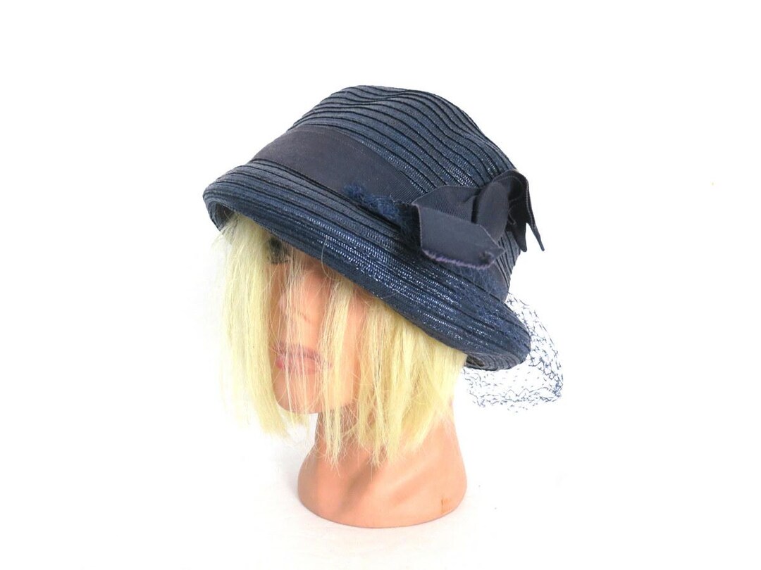 Navy Blue Vintage 1960's Mid Century Hat / Maq - Etsy