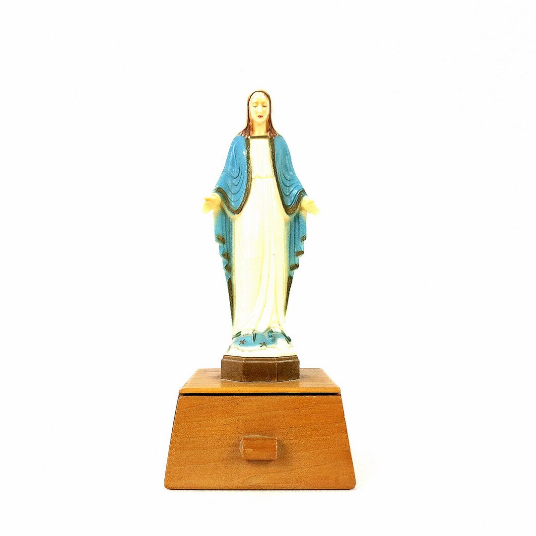 Virgin Mary Music Box With Velvet Lined Rosary Drawer | Mid Century ...