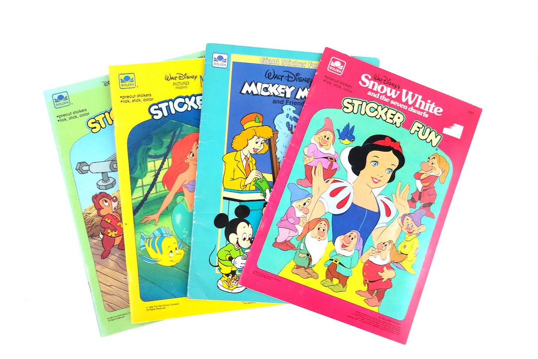 90s Vintage Disney Sticker Books Vintage Snow White Mickey Mouse Chip N ...
