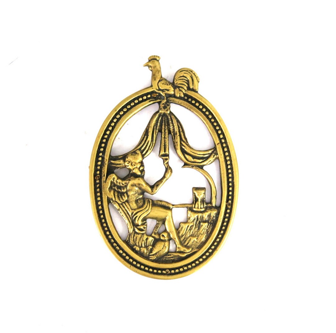 Vintage Brass Pressed Sheet Lenticle or Clock Tail Ornament Friesian ...