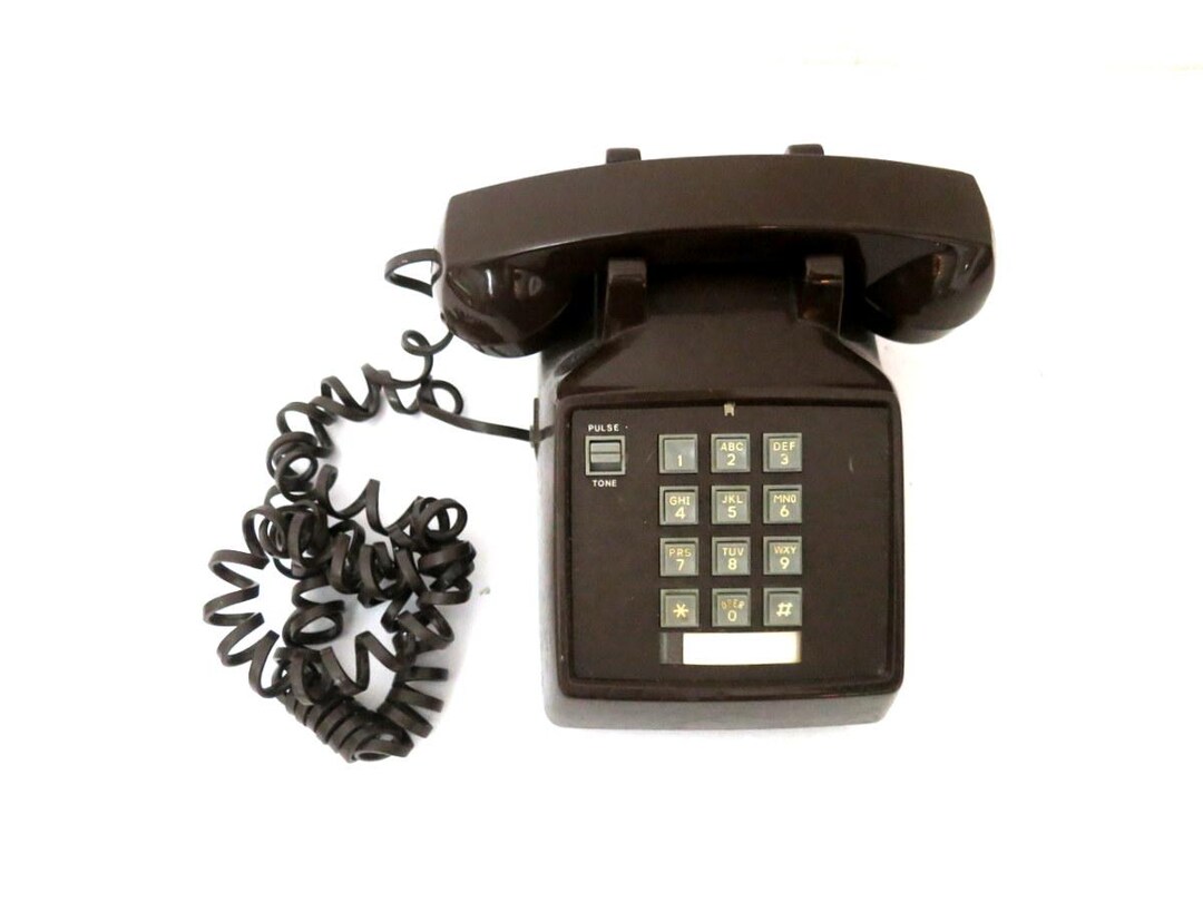 Brown Push Button Dial Desk Phone Office Telephone Vintage Radio Shack ...