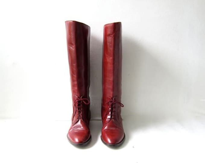 Vintage Oxblood Red Leather Equestrian Riding Boots. Italian Leather ...