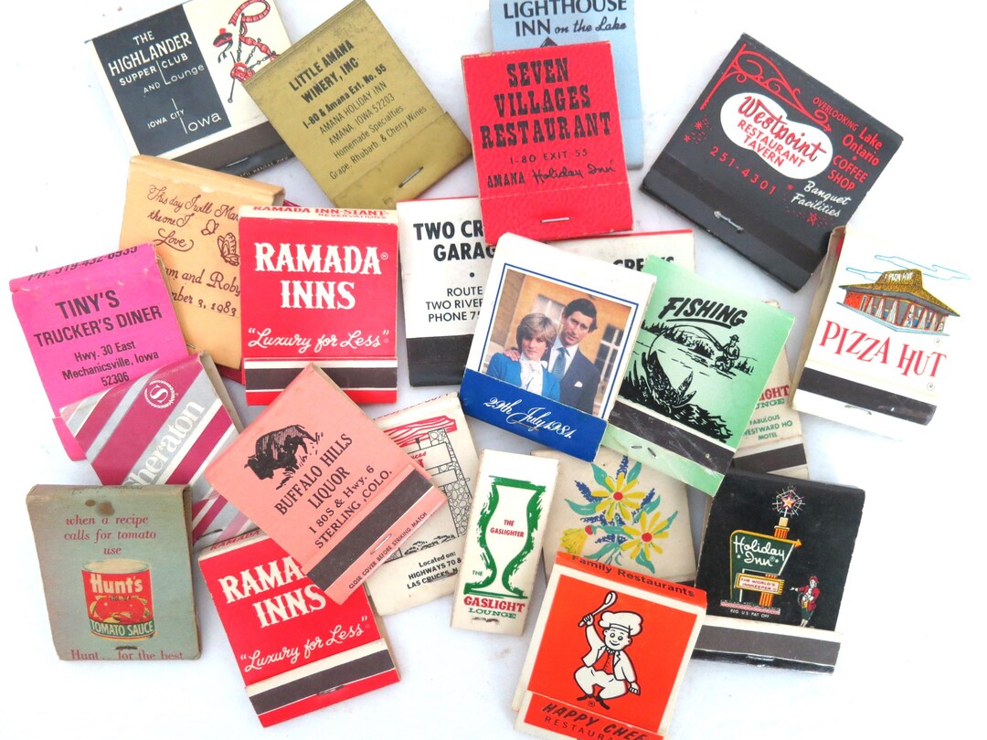 Vintage Matchbook Collection: 1970s-80s Advertising Matches (10 Random ...