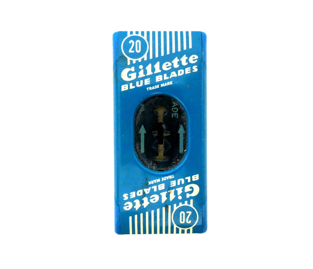Vintage Gillette Blue Blades Razor Refill 20 Blue Metal Dispenser - Etsy
