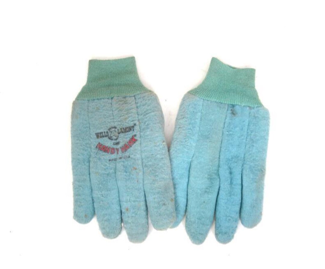 Vintage Wells Lamont Handy Hank Blue Farmer Work Gloves Men's Farm ...