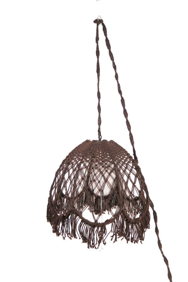 Vintage Brown Macrame Swag Lamp Hanging Rope Chain Lamp Large - Etsy