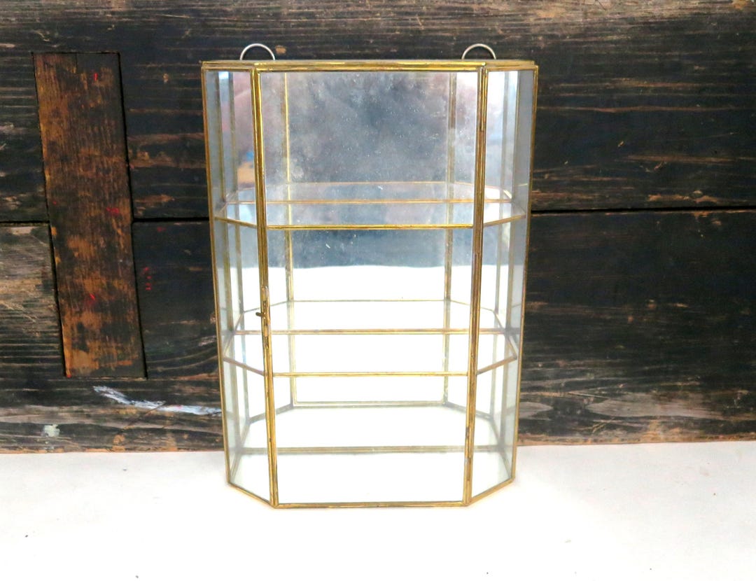 Large Glass Box Shelf Display | Wall or Tabletop Cabinet Mirror Shelf ...