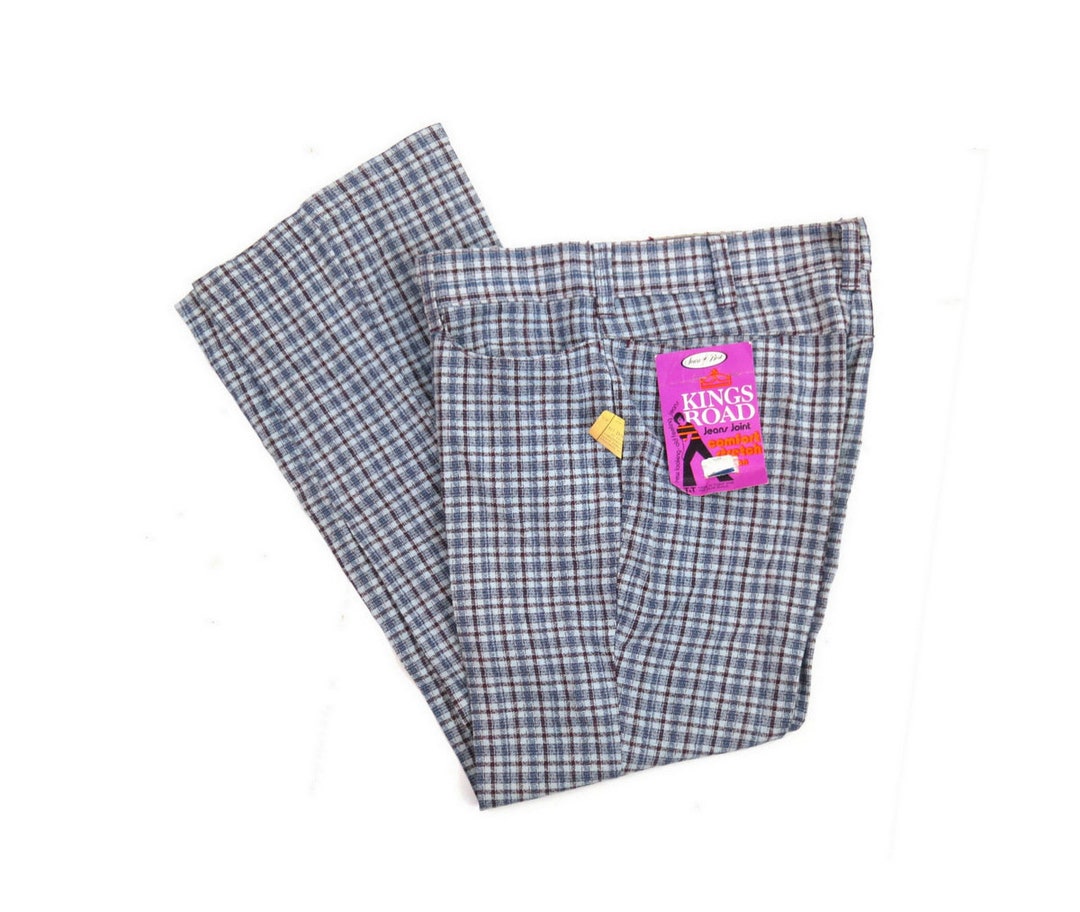 Vintage 70s Trousers Retro Men's Front Pleat Grandpa Pants Polyester ...