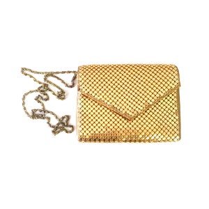 Small Gold Metal Mesh Purse With Gold Chain / Gold Evening Box Purse ...