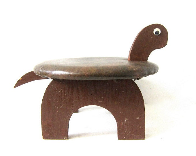Wooden Turtle Foot Stool Hassock Kids Room Ottoman Home Decor Footrest ...