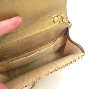 Small Gold Metal Mesh Purse With Gold Chain / Gold Evening Box Purse ...