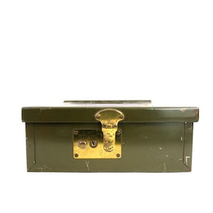 Heavy Metal Bank Box Vintage Army Green File Box Toolbox Industrial ...