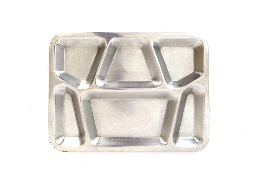 Vintage Silver Metal Divided Lunch Tray: Mess Hall Camping Plate - Etsy