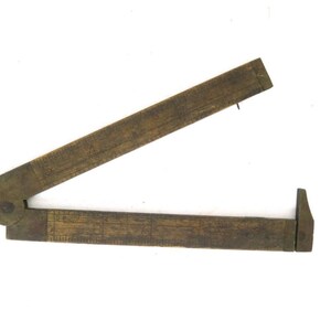 Vintage Wooden Folding Ruler / Antique Wood & Brass Drafting Ruler - Etsy