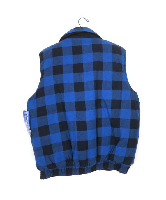 Blue and Black Vest Vintage Buffalo Check Vest Cotton… - Gem