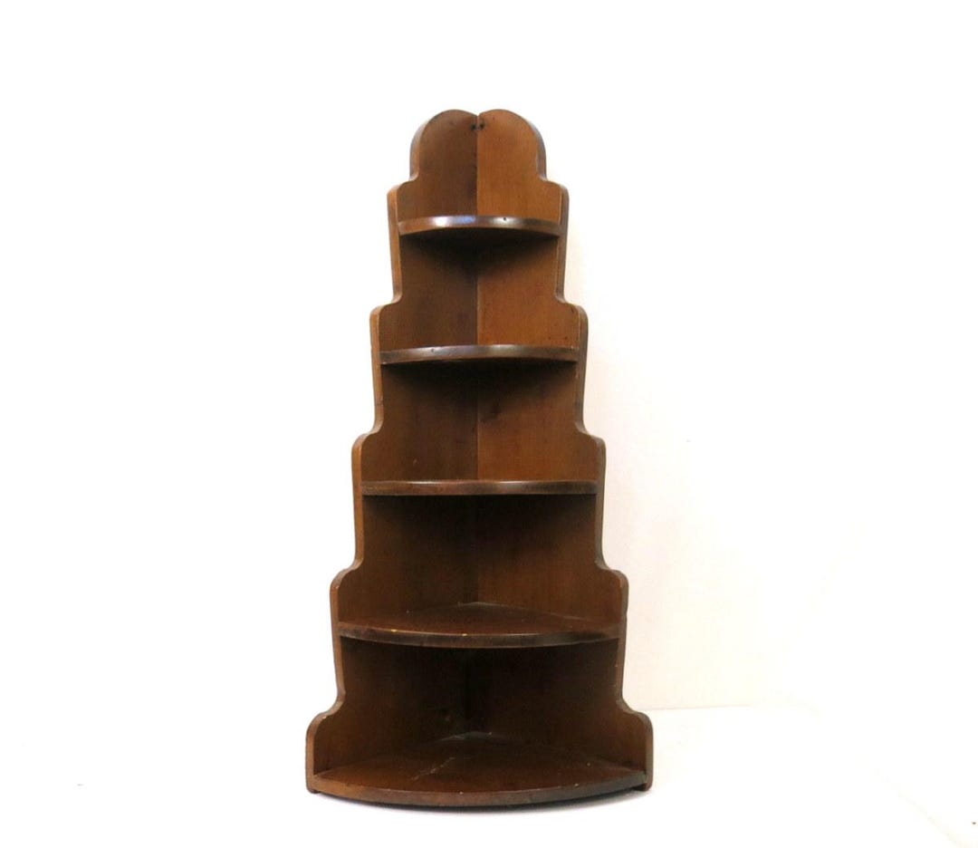 Large Corner Shelf Vintage 5 Tier Wooden Wall Hanging Shelf Cottage ...