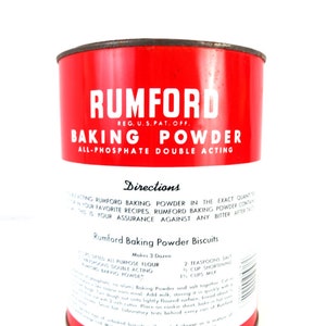 Rumford Baking Powder Tin Can Canister W Biscuits Recipe 5 Lbs Pound 7 ...