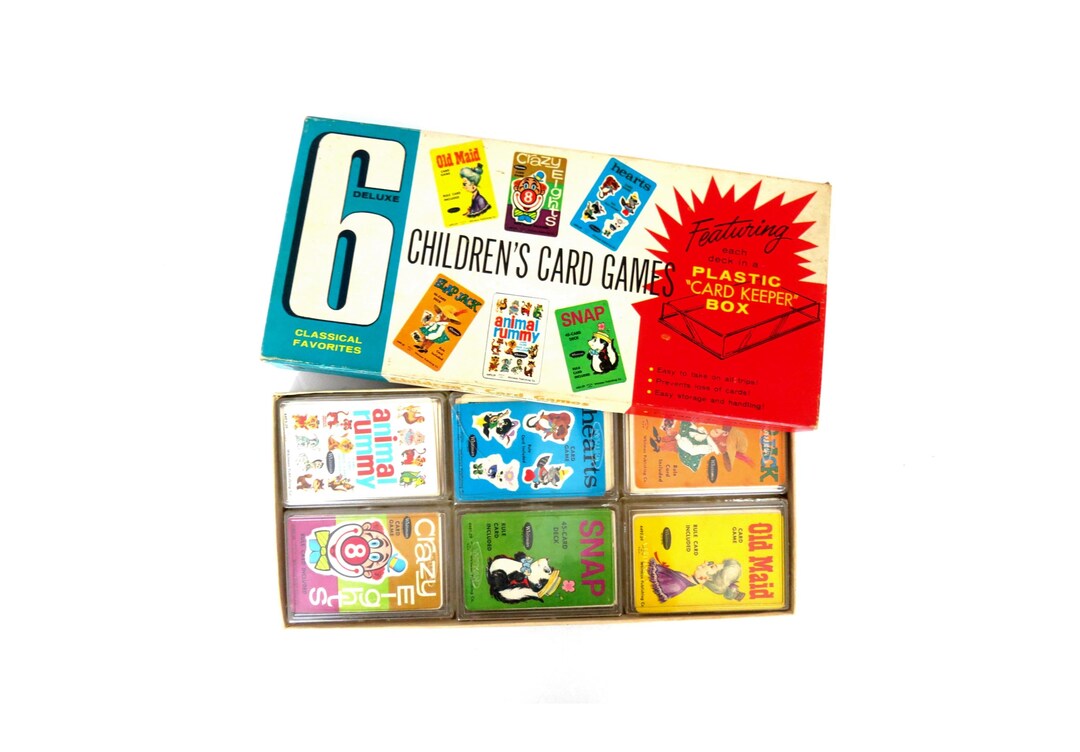Vintage WHITMAN Deluxe 6 Card Games 1960s Playing Cards in Box / All ...