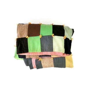 Antique Handmade Cottage Quilt / Men's Wool Suit Fabric Blanket ...