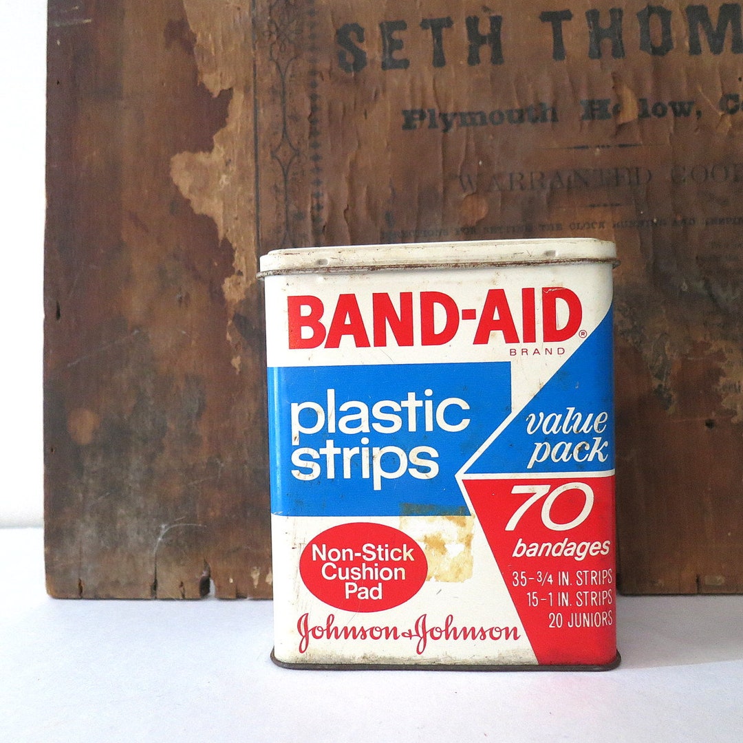 Vintage Band-aid Tin Box Metal Organizer Case Bandaid Bathroom Medical ...