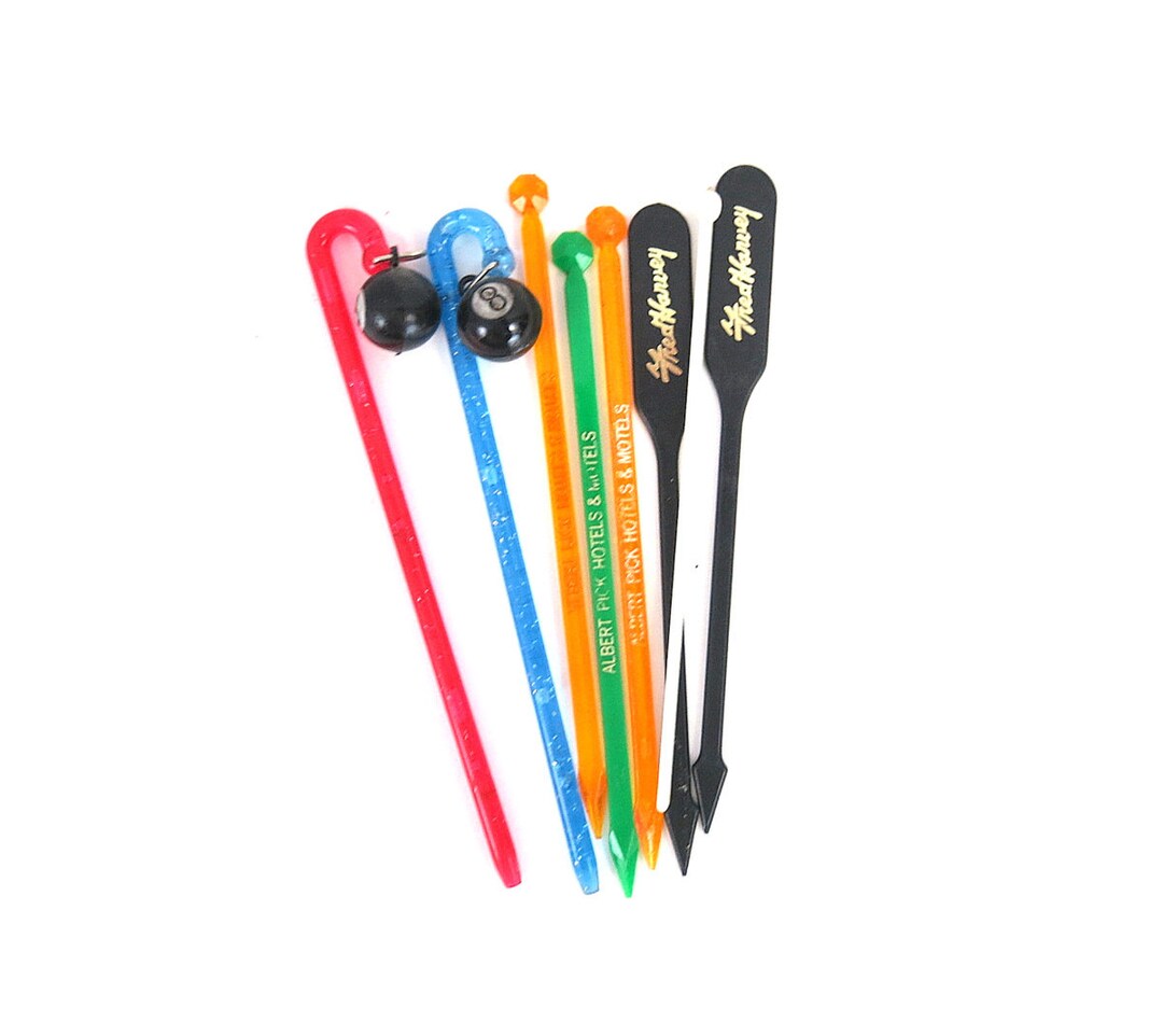 Vintage Swizzle Sticks Set | 8 Ball Stir Sticks | Albert Pick and Fred ...
