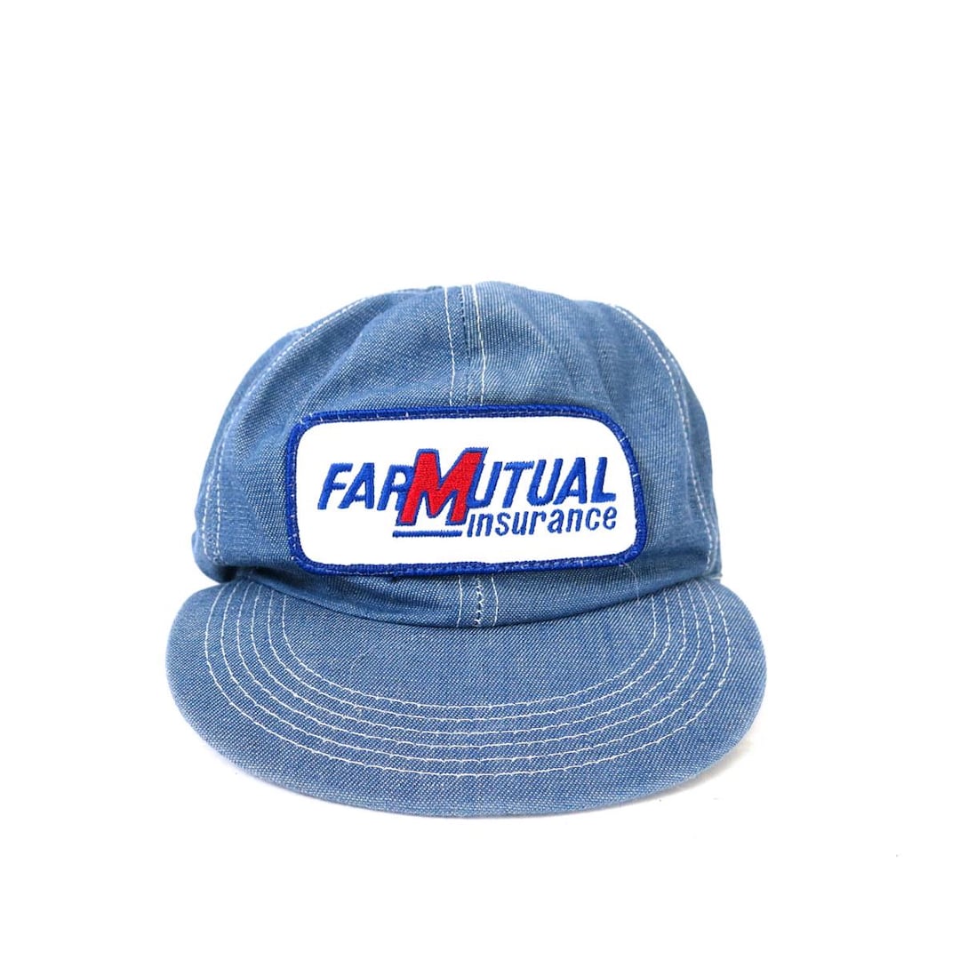 Vintage Denim Farmer Hat With Farm Mutual Insurance Patch Snapback Hat ...