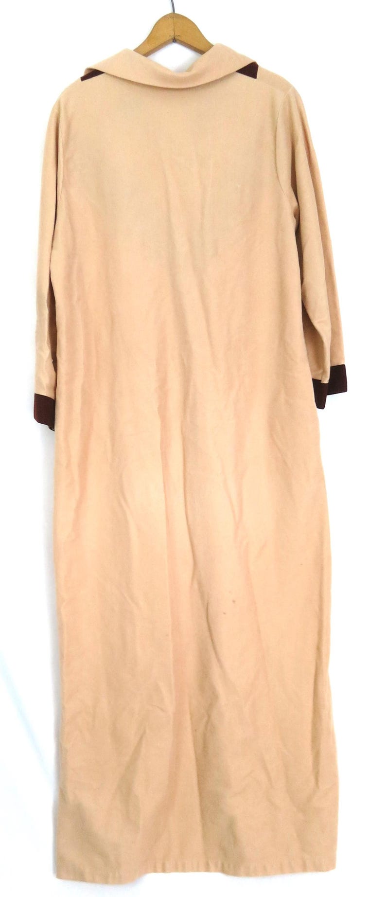 Vintage 70s Tan Velour Nightgown Robe | Retro Loungewear - Etsy