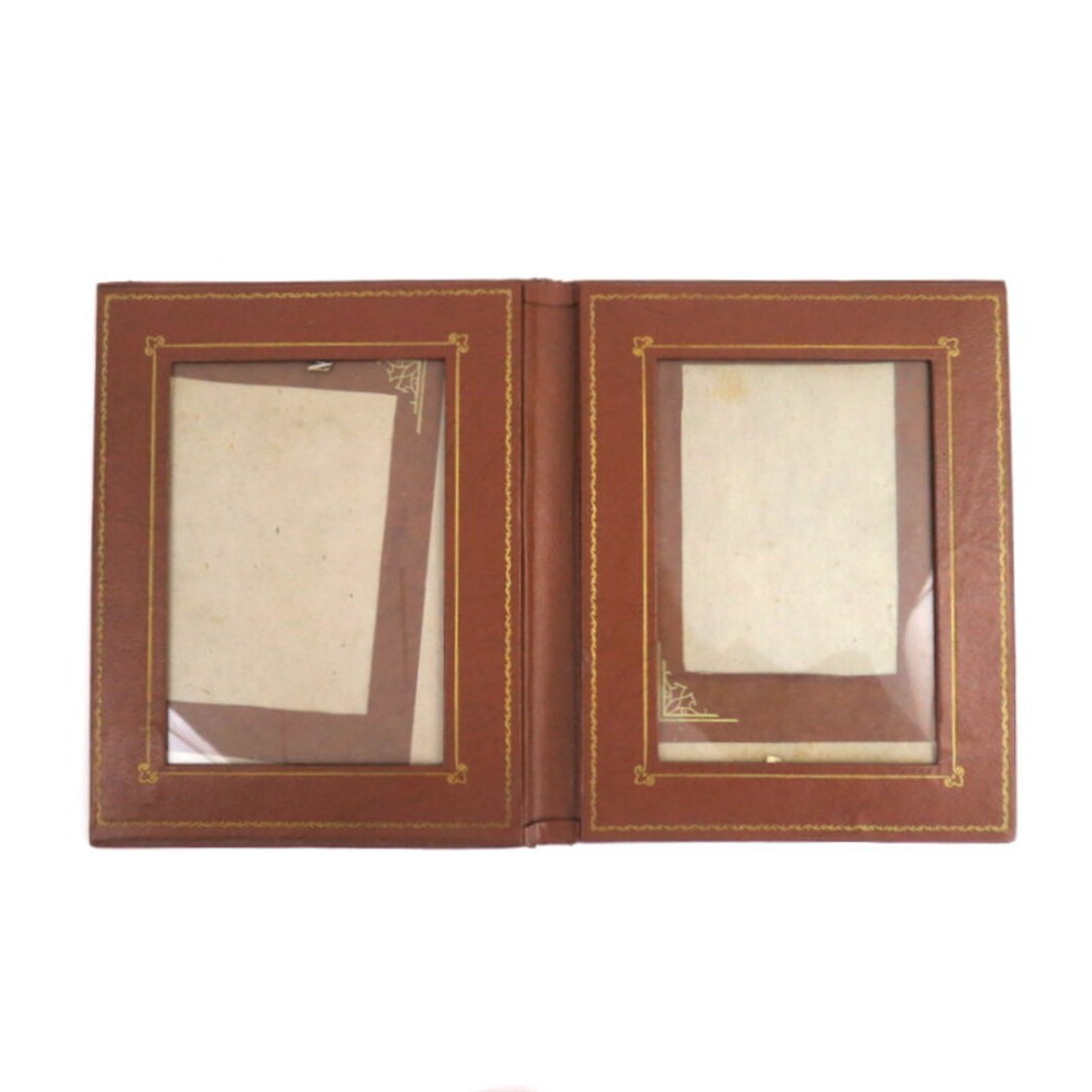 Mid Century Leather Picture Holder Brown Photo Folder Folio Frames ...