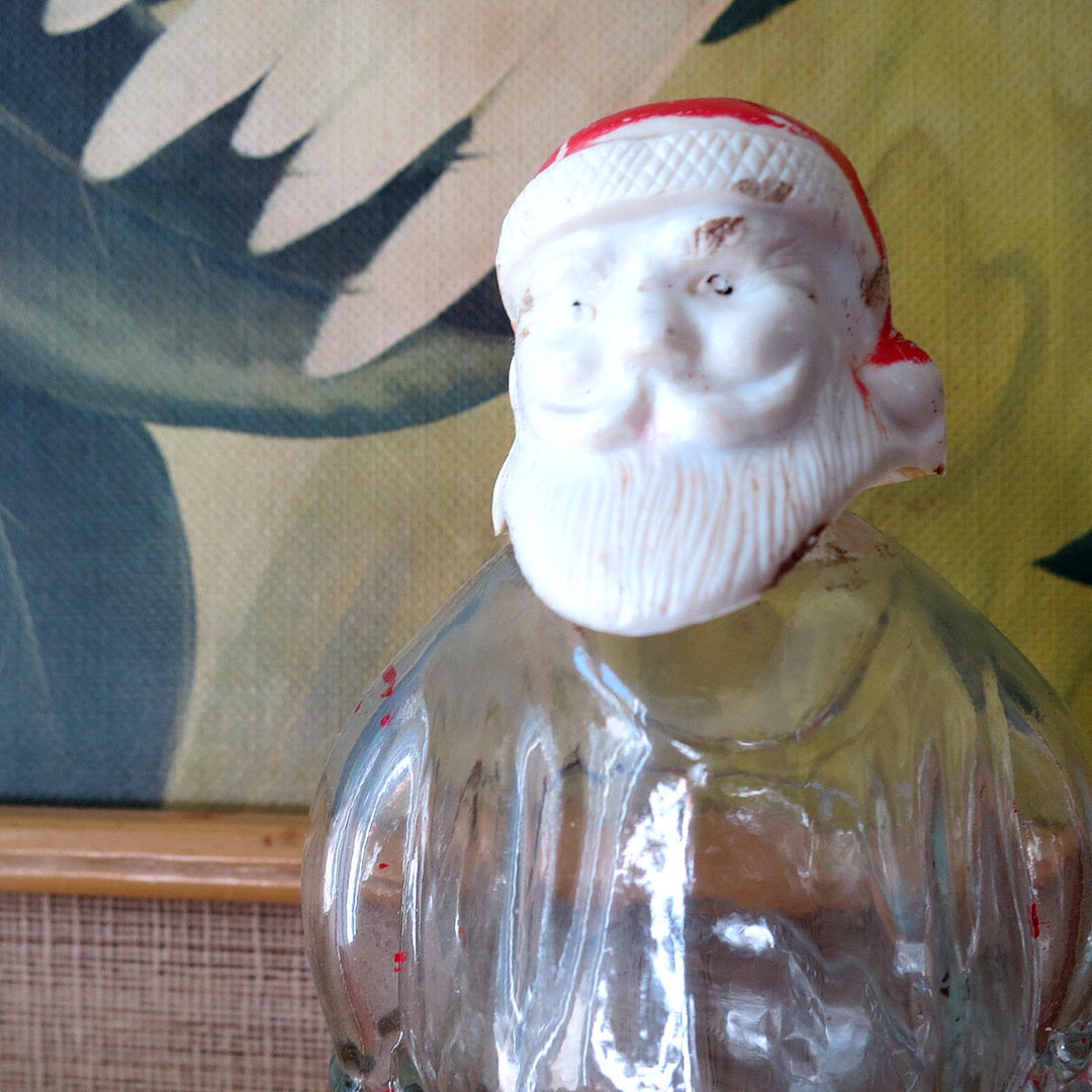 Vintage Glass Santa Claus Candy Bottle / Painted Glass Christmas ...