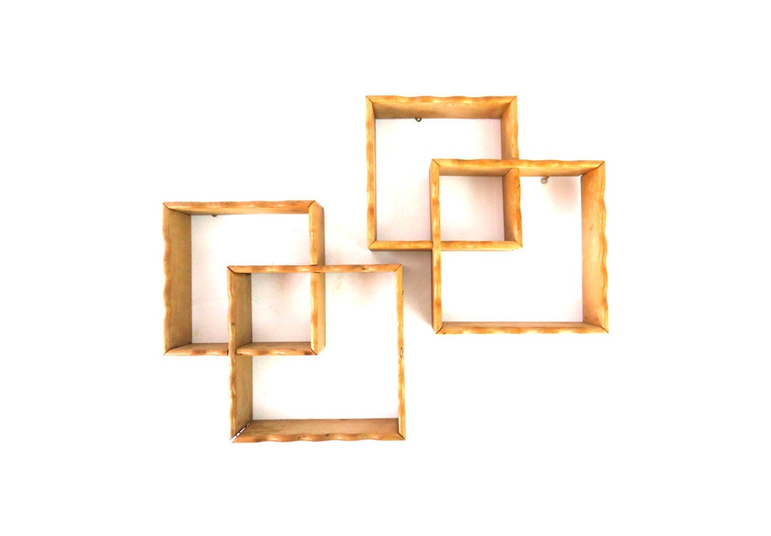 Mid Century Shadow Boxes Wood Shelf Interlocking Shelves Wooden Vintage ...