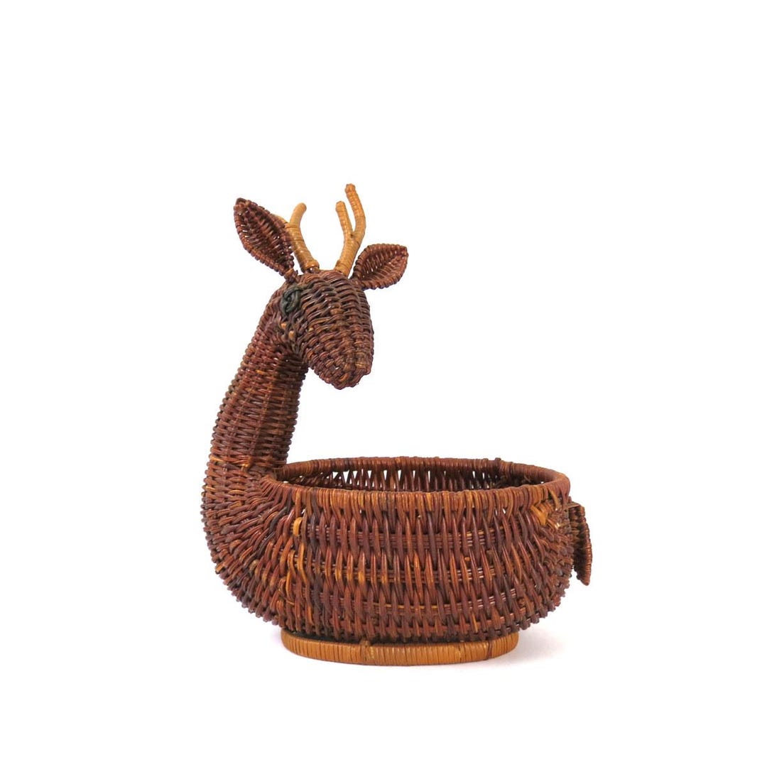 Wicker Deer Basket 1980s Vintage Animal Bird Basket Home Decor - Etsy