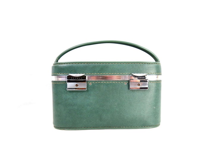 Vintage Green Skyway Suitcase Train Case Small Carry on Luggage ...