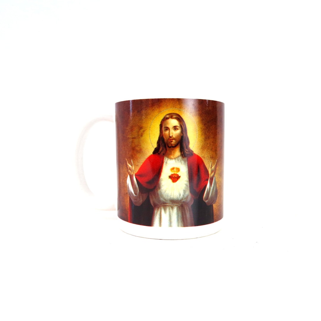 Vintage Sacred Heart of Jesus Ceramic Coffee Tea Mug Cup With Morning ...
