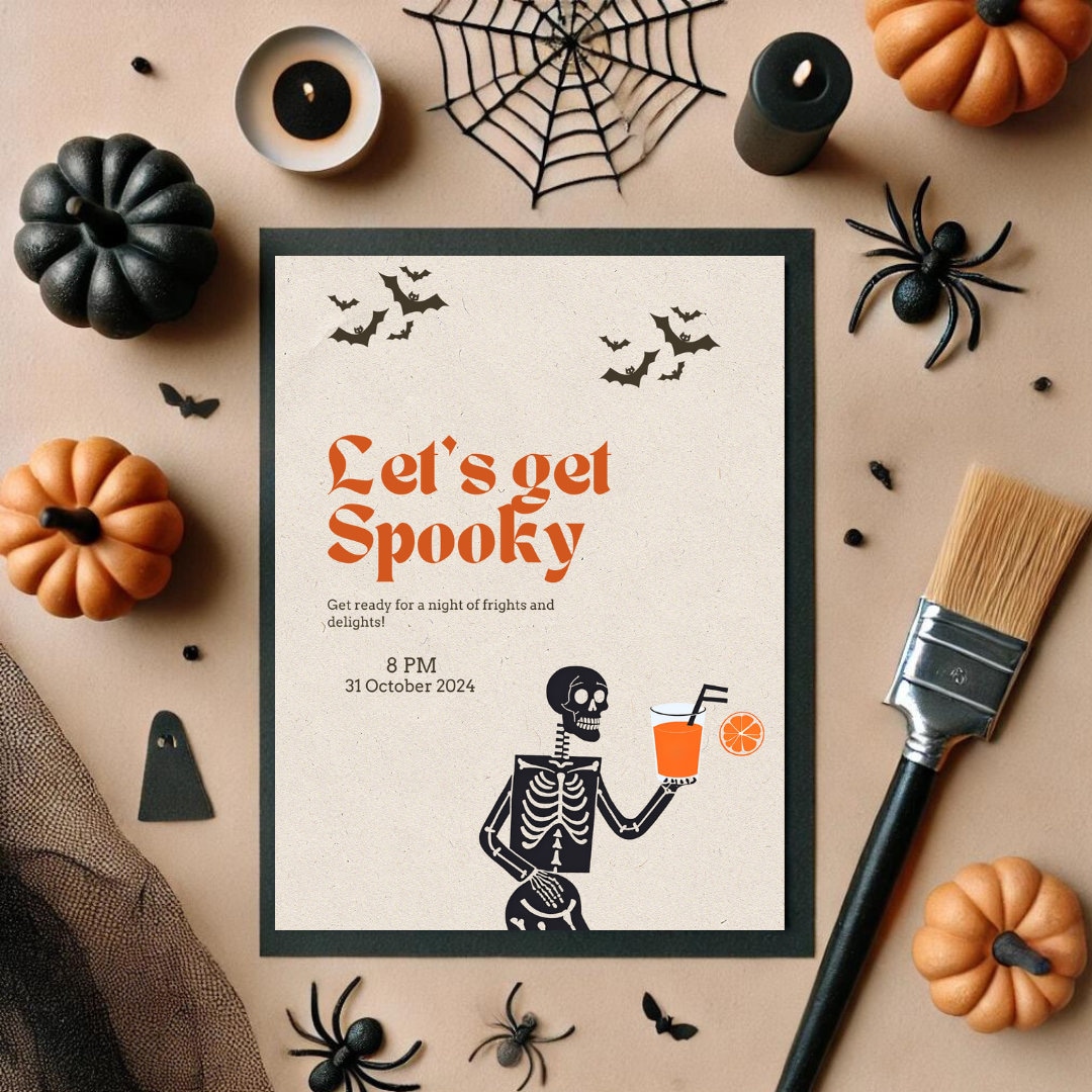 Spooky Night Halloween Party Invitation Editable Canva Template - Etsy