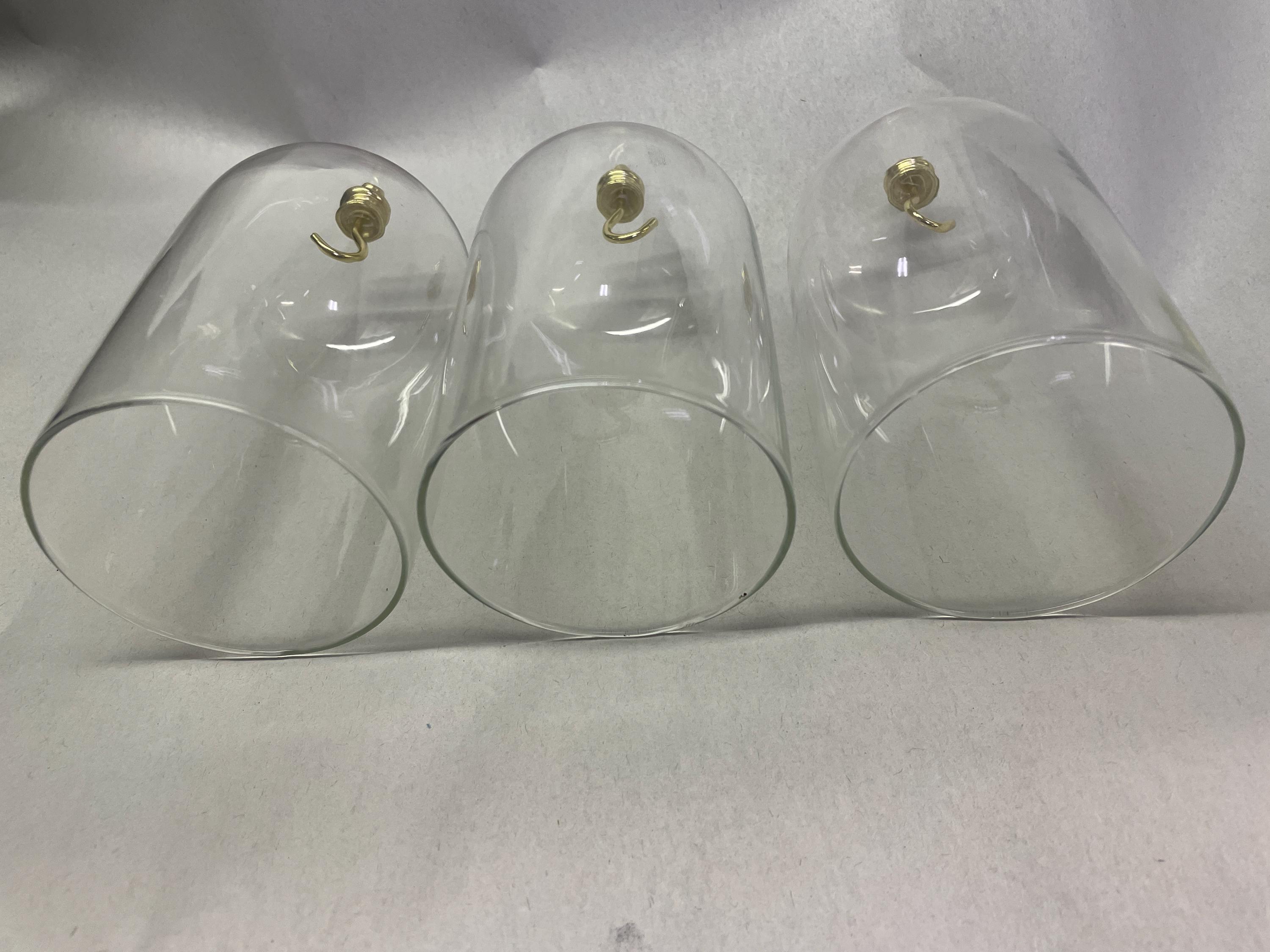 Three 3 X 5" High Glass Domes With Brass Know and Hook - Etsy