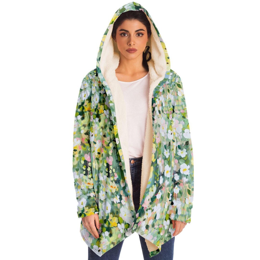 Meadow Flowers Fleece Festival Cloak: Hooded Rave Coat - Etsy