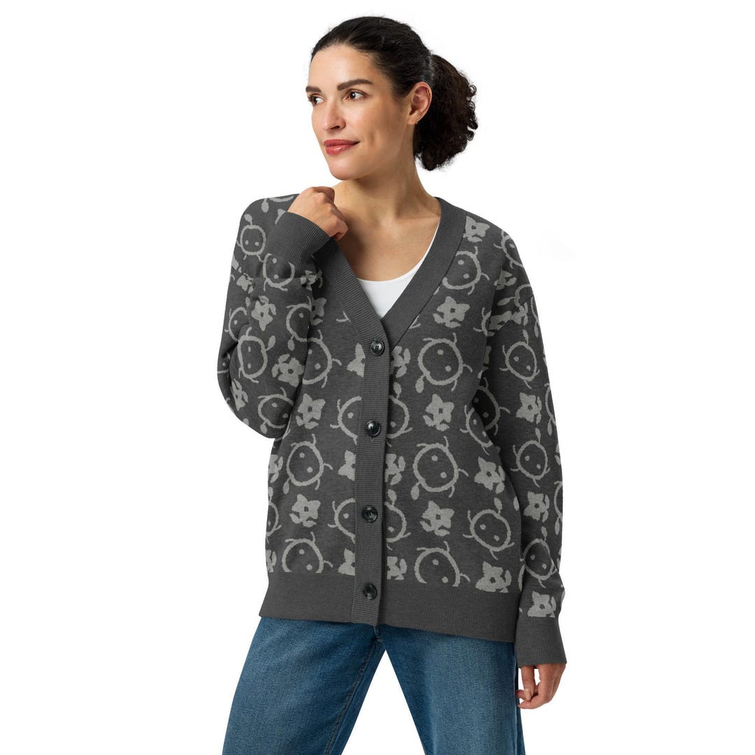 Stardew Valley Junimo Stardrop Dark Grey Knitted Cardigan | Knitted ...